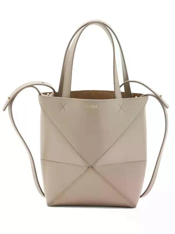 Loewe 2013 Mini Shiny Calfskin Puzzle Fold Tote Satchel - Brown