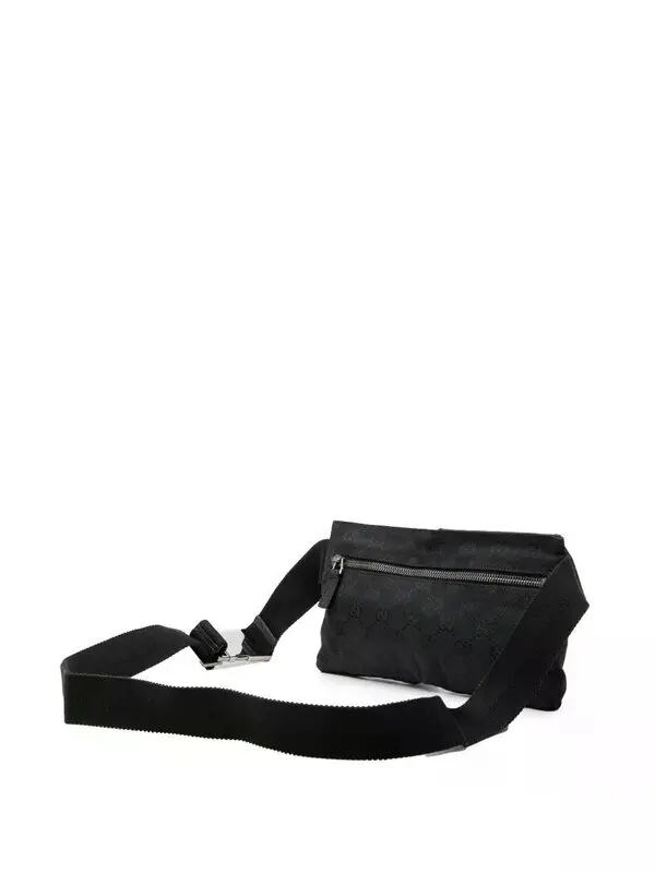 Gucci Gg Canvas Double Pocket Belt Bag - Black