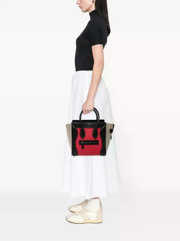 Celine 2017 Micro Tricolor Leather Luggage Tote Bag - Black