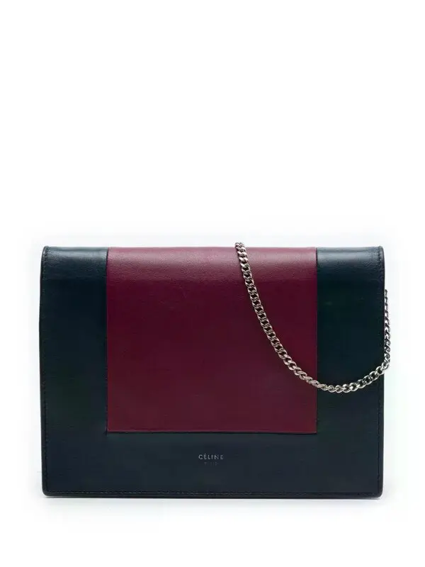 Celine 2017 Leather Frame Wallet On Chain Crossbody Bag - Red
