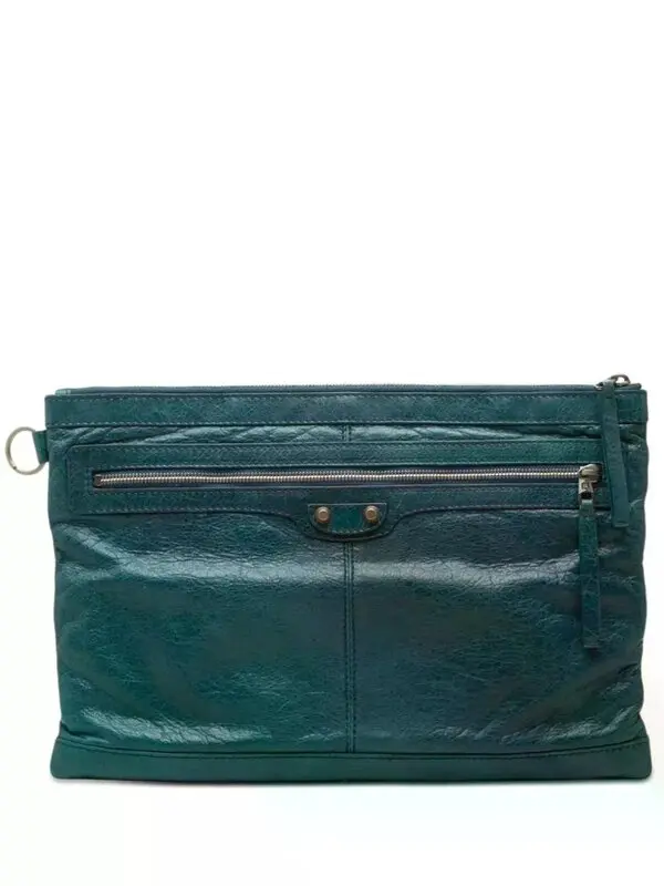 Balenciaga 2013 Lambskin Motocross Classic Clip L Clutch Bag - Blue