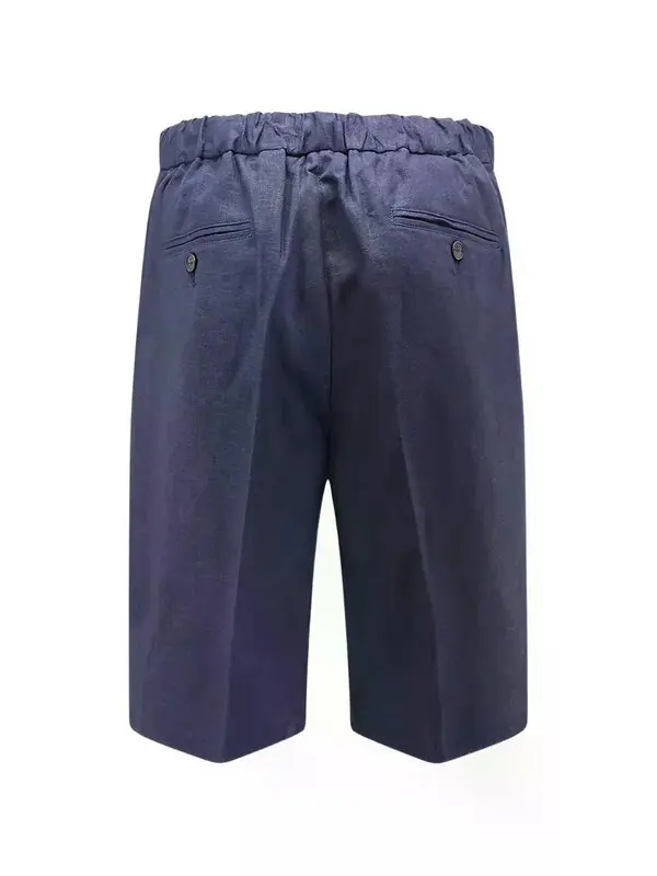 HEVO Drawstring Pleated Linen Shorts