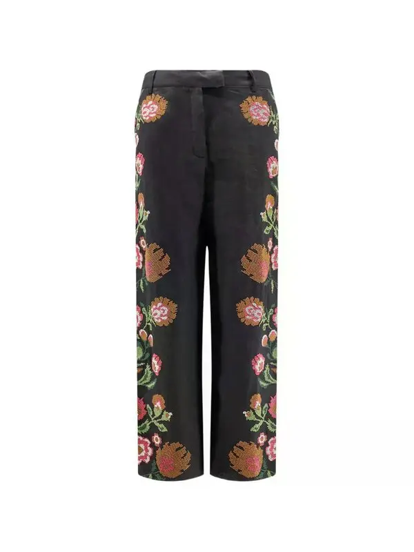 PHILIPPA 1970 Keila Floral-embroidered Trousers - Black