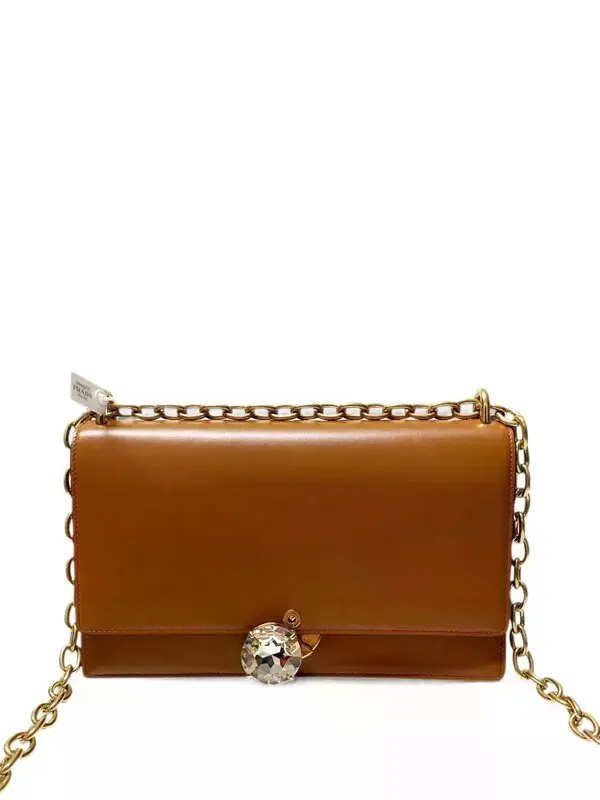 Miu Miu Solitaire Crystal-embellished Shoulder Bag - Brown
