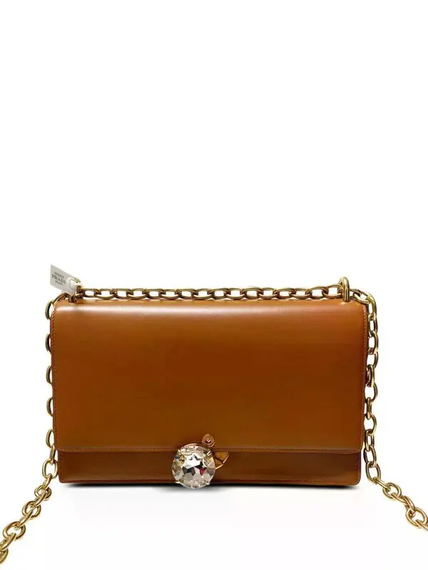 Miu Miu Solitaire Crystal-embellished Shoulder Bag - Brown