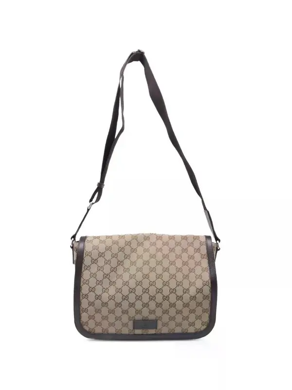 Gucci Gg Monogram Flap Messenger Bag - Grey