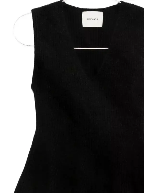 LISA YANG Ribbed-knit V-neck Top