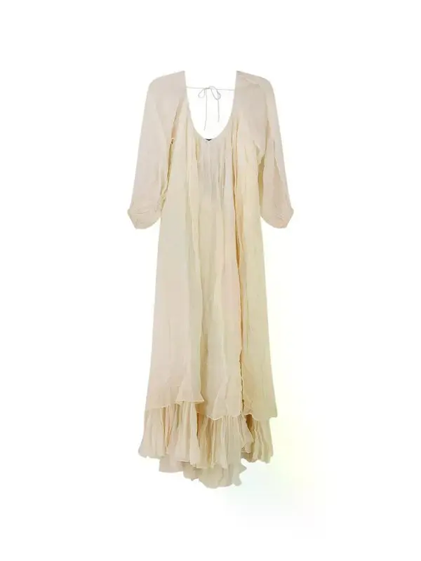 MES DEMOISELLES Ruffled Tiered Maxi Dress - Neutrals