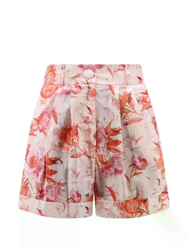 ACTUALEE Floral-print Pleated Shorts