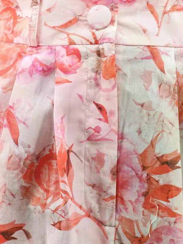 ACTUALEE Floral-print Pleated Shorts