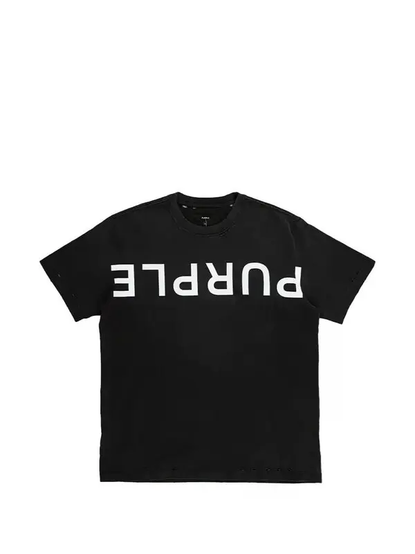 PURPLE BRAND Logo-print Distressed T-shirt - Black