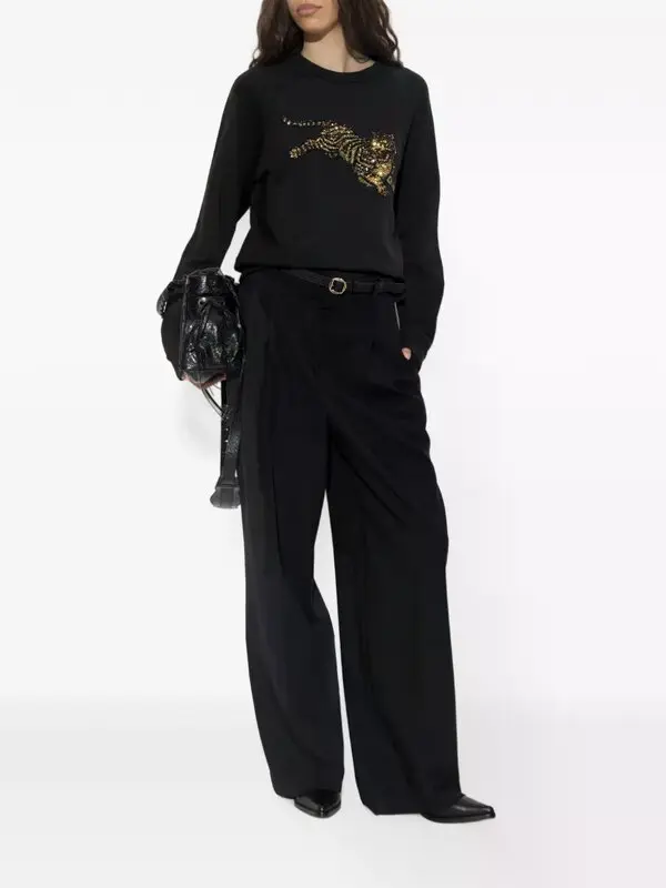 Kenzo Sequin-embellished Tiger Sweatshirt - Black