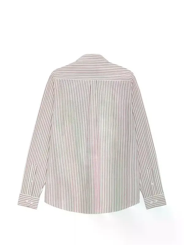 LES DEUX Striped Embroidered-logo Shirt
