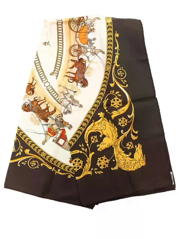 Hermès 2000-2026 La Promenade De Longchamps Silk Scarf 90 Scarves - Brown