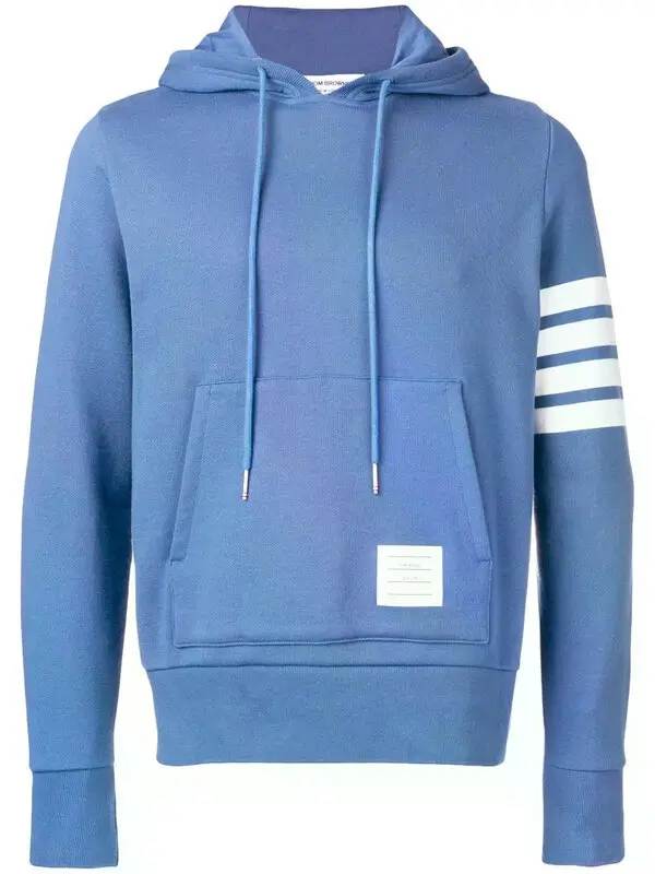 Thom Browne 4-bar Stripe Logo-patch Hoodie - Blue