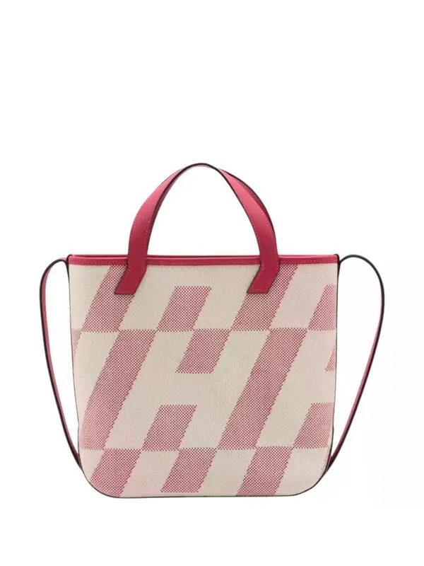 Hermès 2022 Toile And Swift Cabas H En Biais 27 Satchel - Pink