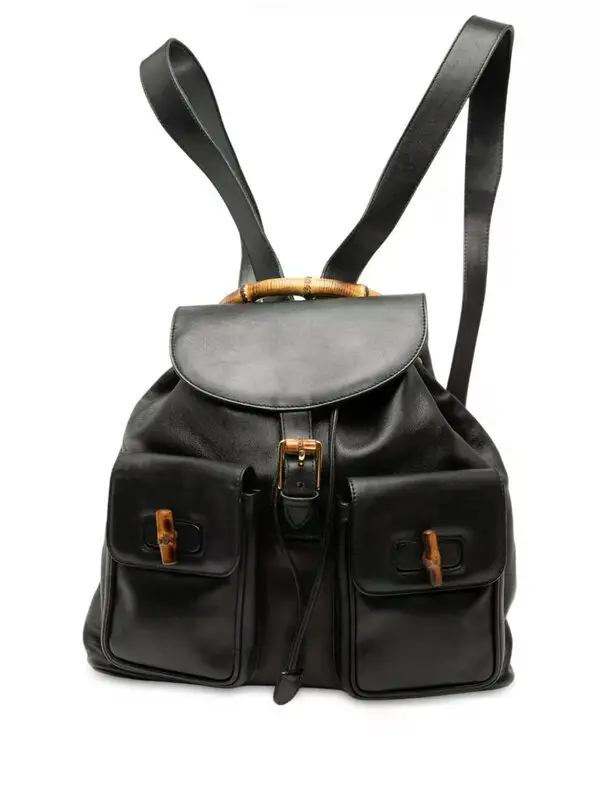 Gucci 20th Century Calfskin Bamboo Drawstring Backpack