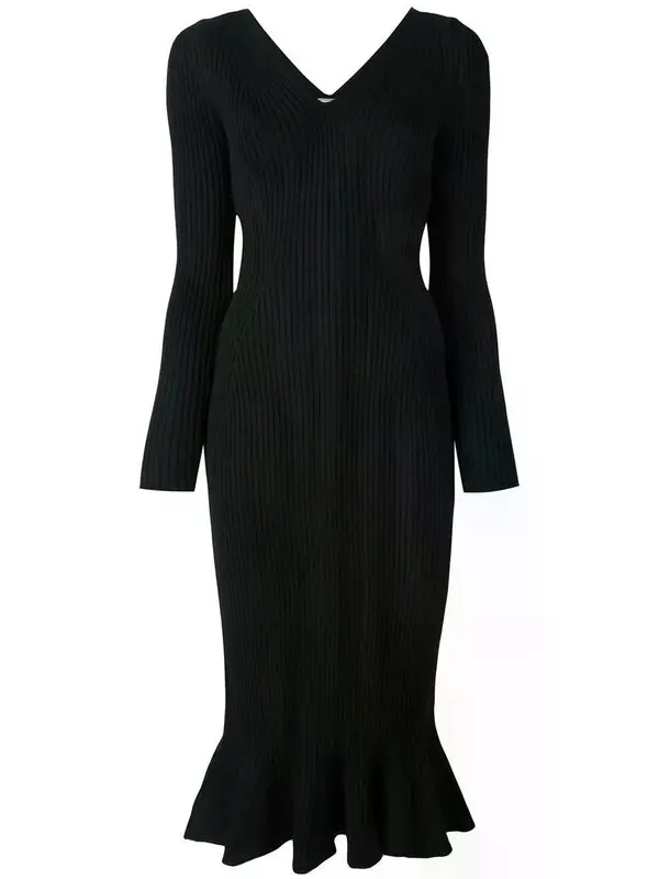 LANVIN Ribbed Knit Frill Dress