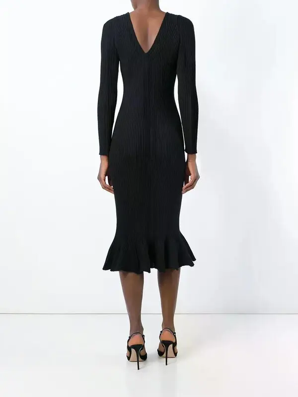 LANVIN Ribbed Knit Frill Dress