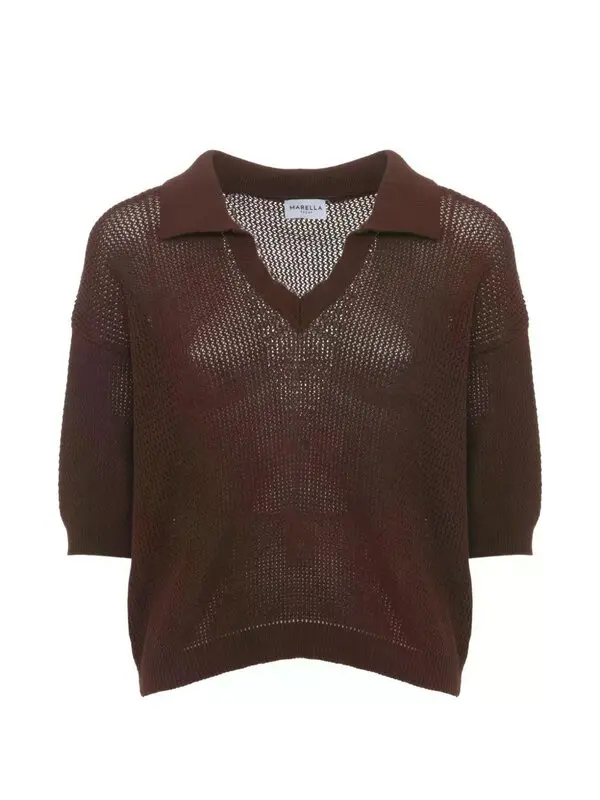 Marella Mlslembi Open-knit V-neck Jumper - Brown