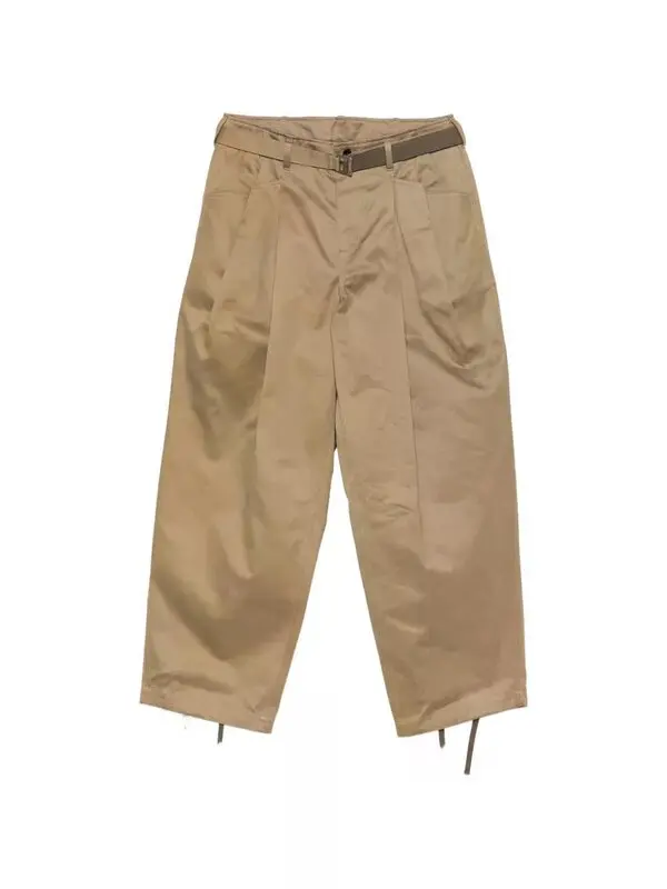 Sacai Belted Pleated Trousers - Neutrals