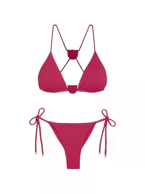 VIX PAULA HERMANNY Firenze Yara Textured-finish T-back Bikini Top - Pink