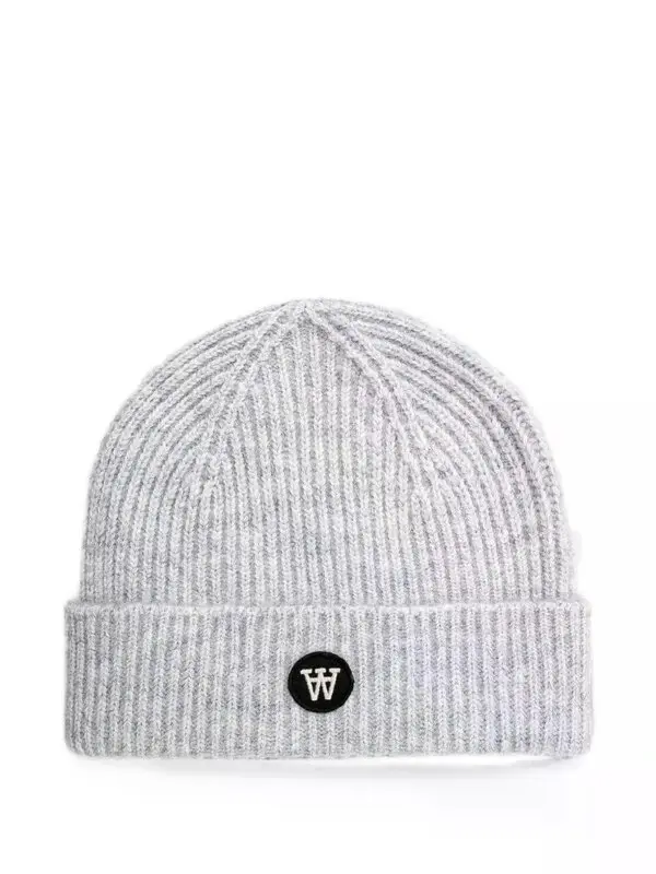 Wood Wood Ribbed-knit Logo-patch Beanie Hat