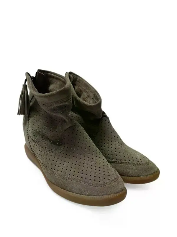ISABEL MARANT VINTAGE Beslay Perforated Suede Ankle Boots - Grey