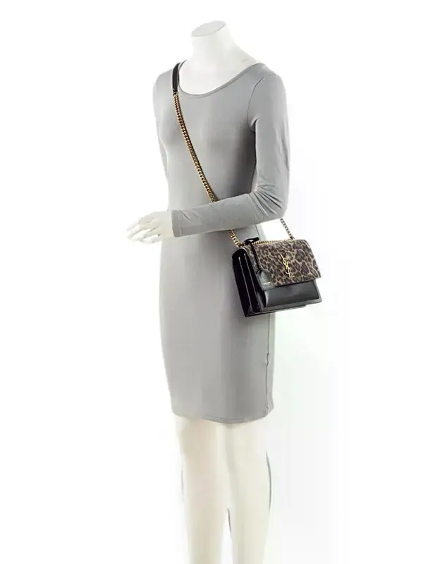 Saint Laurent Leopard Printed Sunset Shoulder Bag