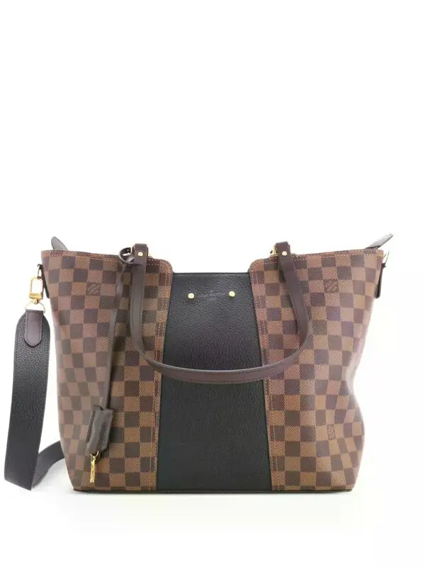 LOUIS VUITTON Jersey Handbag Damier With Leather Shoulder Bag - Black