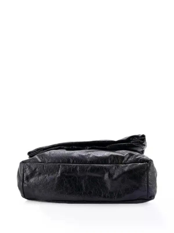 Balenciaga Monaco Chain Flap Leather Large Shoulder Bag - Black
