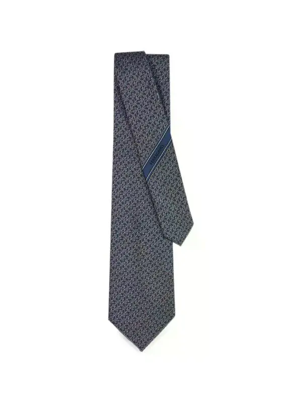 FERRAGAMO Gancini Jacquard Tie - Grey