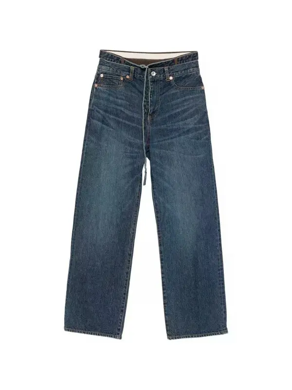 Sacai Belted Layered-waist Jeans - Blue