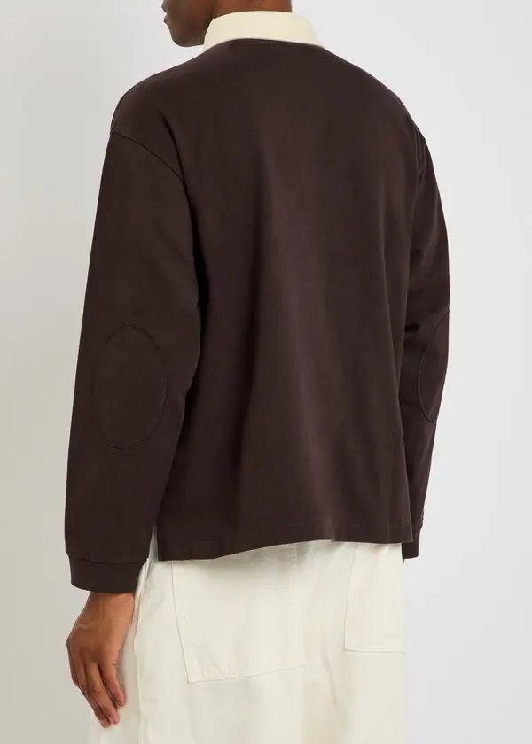 FRAME Contrasting Collar Cotton Polo Rugby Jumper