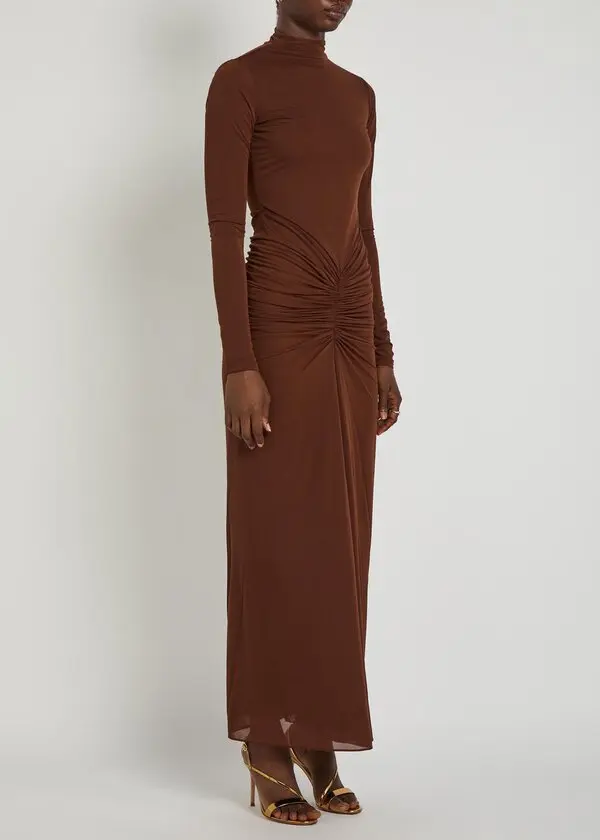Ronny Kobo Scorpio Ruched Tissue Jersey Maxi Dress