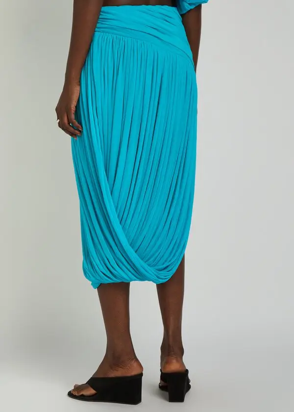 Ronny Kobo Asymmetric Ruched Midi Skirt