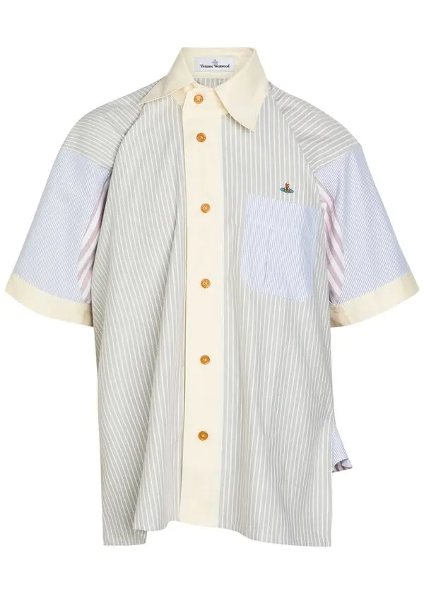VIVIENNE WESTWOOD Logo-embroidered Asymmetric Striped Cotton Shirt - Stripe