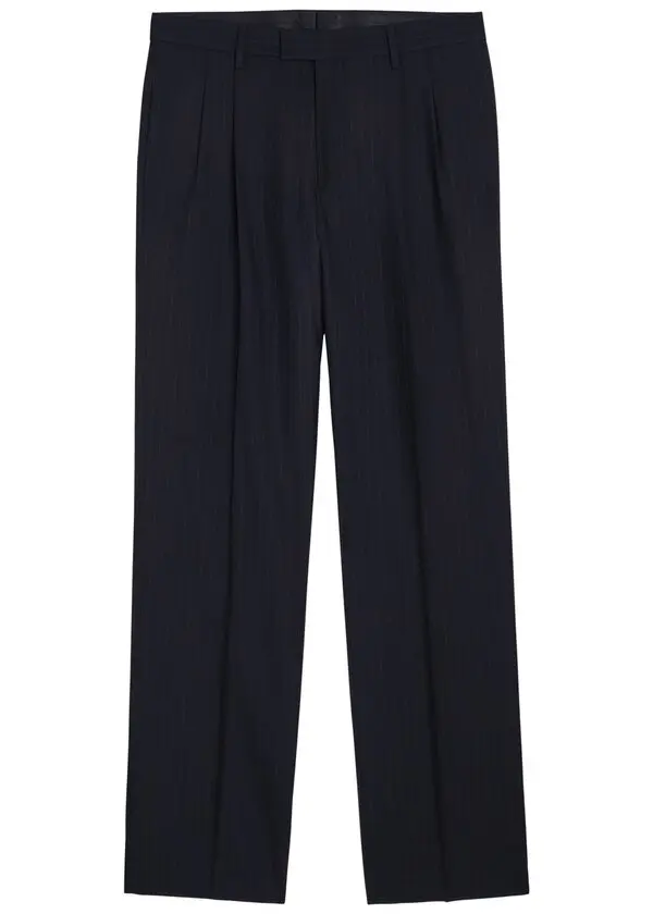 LARDINI Pinstriped Straight-leg Wool Trousers