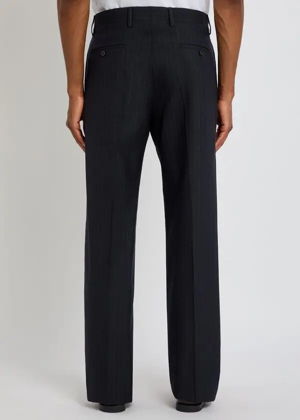 LARDINI Pinstriped Straight-leg Wool Trousers
