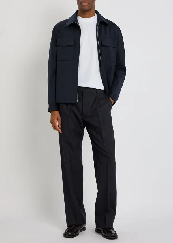 LARDINI Pinstriped Straight-leg Wool Trousers