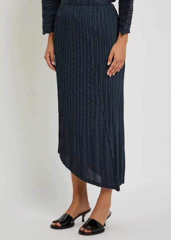 Issey Miyake Woven Midi Skirt With Asymmetric Hem
