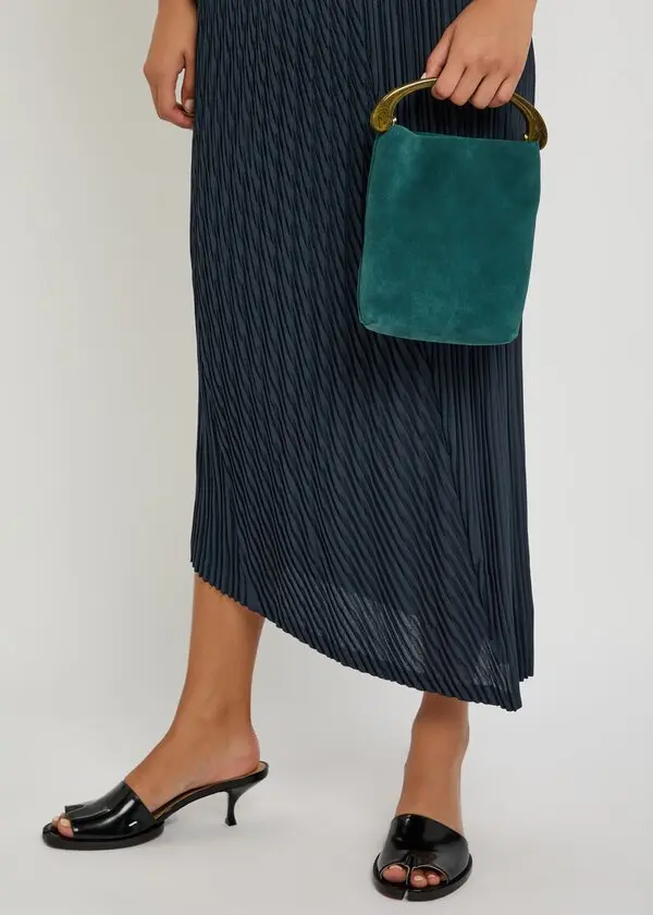 Issey Miyake Woven Midi Skirt With Asymmetric Hem