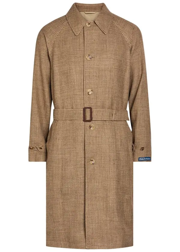 Polo Ralph Lauren Belted Silk And Linen-blend Coat - Brown