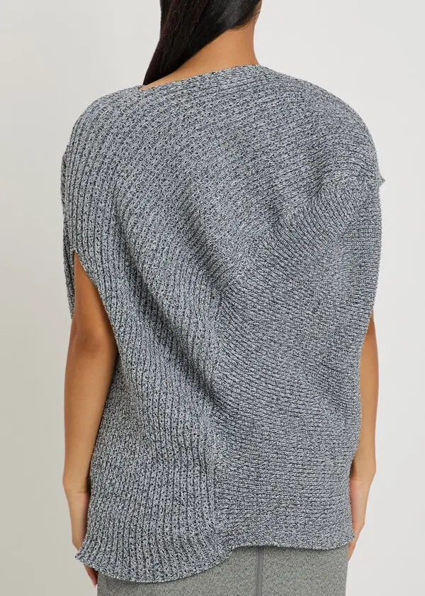 Issey Miyake Found Stone Asymmetric Ribbed-knit Top