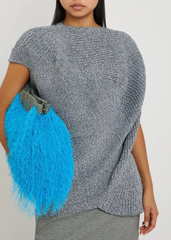 Issey Miyake Found Stone Asymmetric Ribbed-knit Top