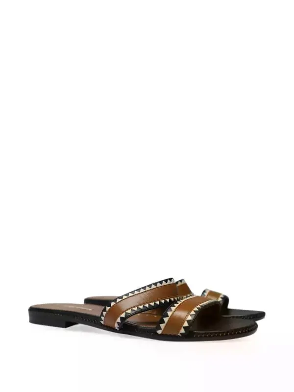 Manolo Blahnik Two-band Flat Leather Sandals