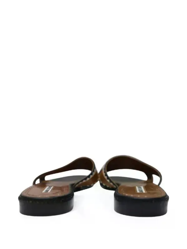 Manolo Blahnik Two-band Flat Leather Sandals