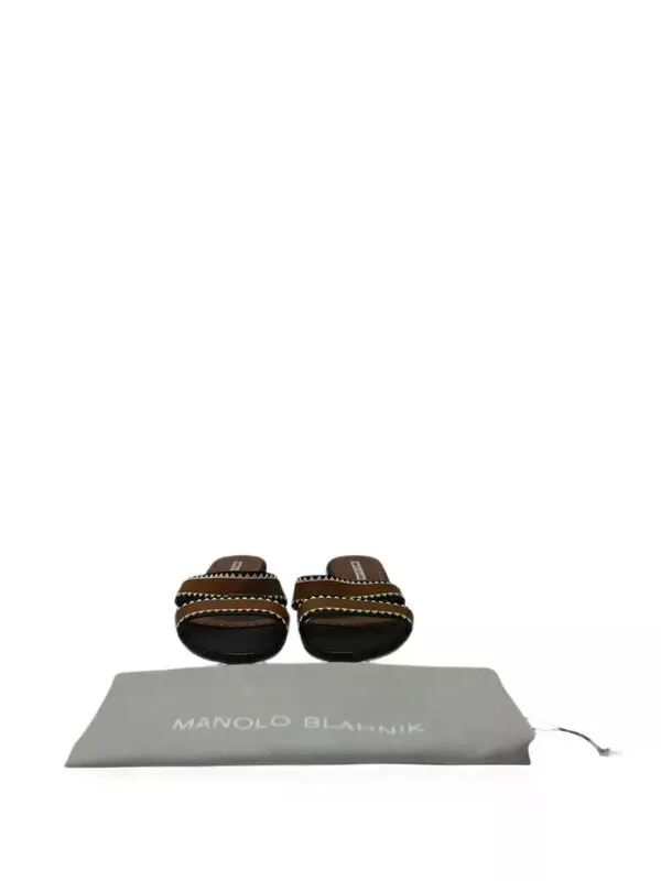 Manolo Blahnik Two-band Flat Leather Sandals