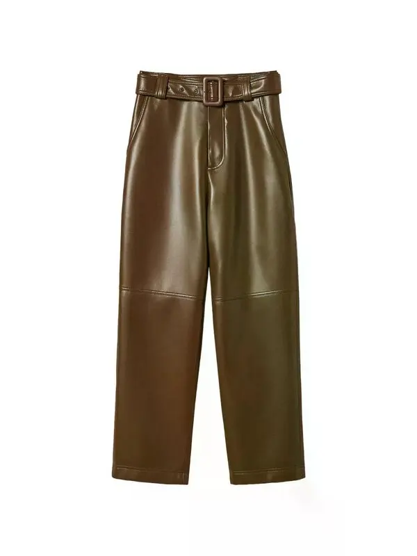 TWINSET Faux-leather Trousers With Belt - Brown