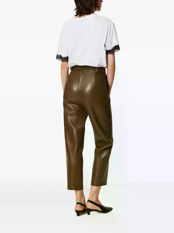 TWINSET Faux-leather Belted Trousers